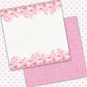 Pastel Pink Digital Paper Pack 12x12, Princess Swan Scrapbook Set ...