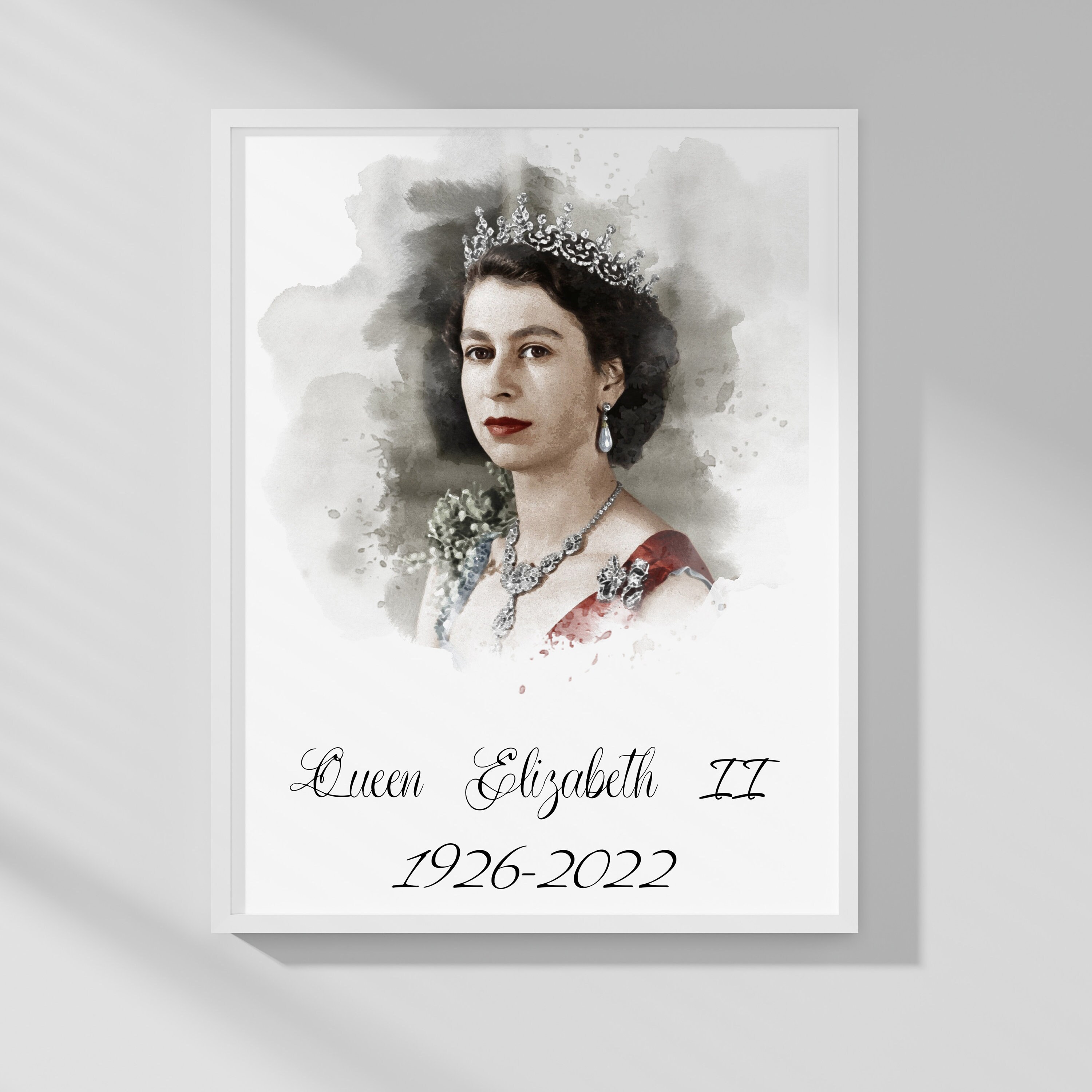 Digital Queen Elizabeth Poster, RIP, Queen Elizabeth II Memorial Poster
