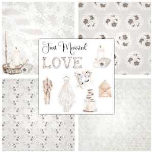 Wedding Digital Paper, Beige Boho Wedding Background, Flowers and Lace ...