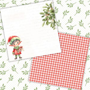 Christmas Elf Digital Paper Pack, Festive Scrapbooking Album, Red Xmas ...