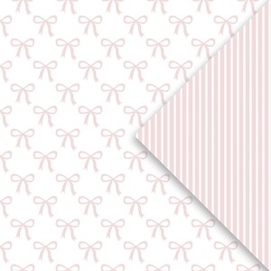 Pink Ribbon Bow Digital Paper Pack, Coquette Printable Background, Baby ...