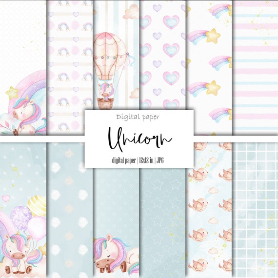 Unicorn Digital Paper Pastel Rainbow Seamless Pattern Baby - Etsy