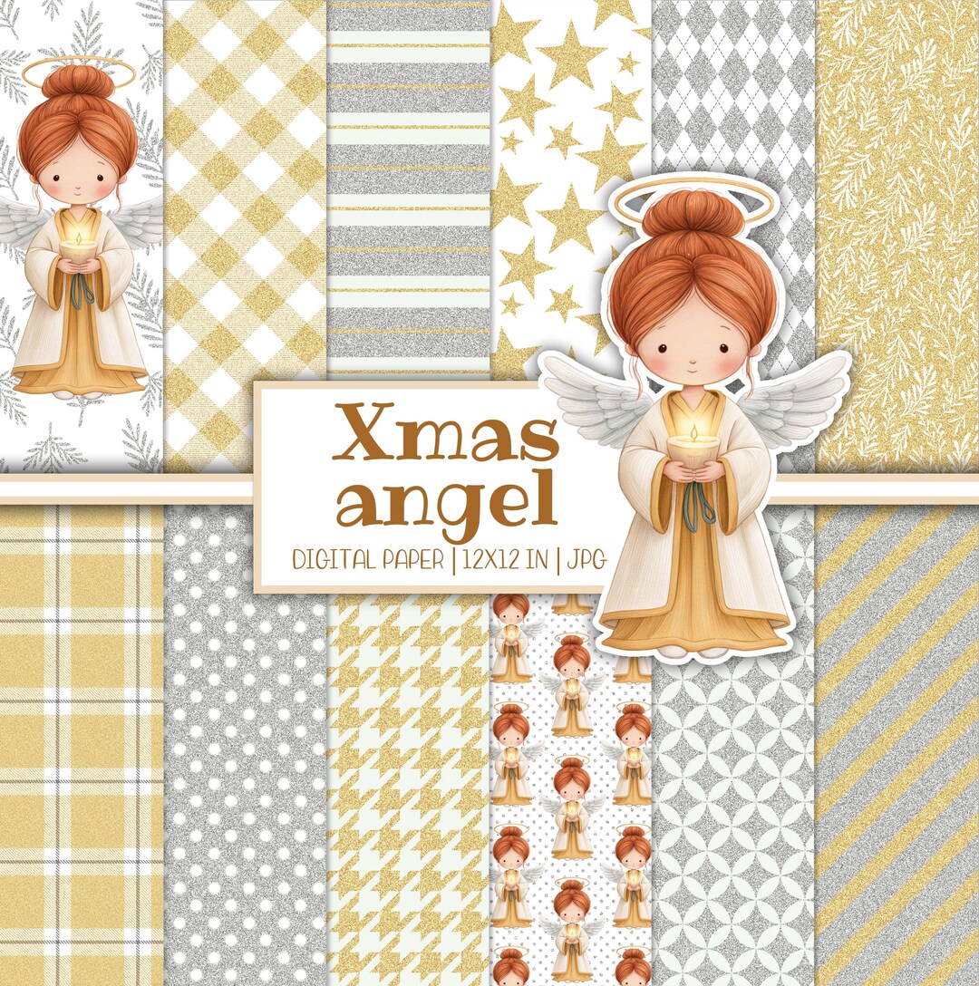 Xmas Angel Digital Paper & PNG Clipart | Christmas Angel Scrapbook ...