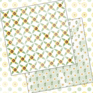 Sunflower Digital Paper Pack, Spring Pattern, Scrapbook Printable Paper ...