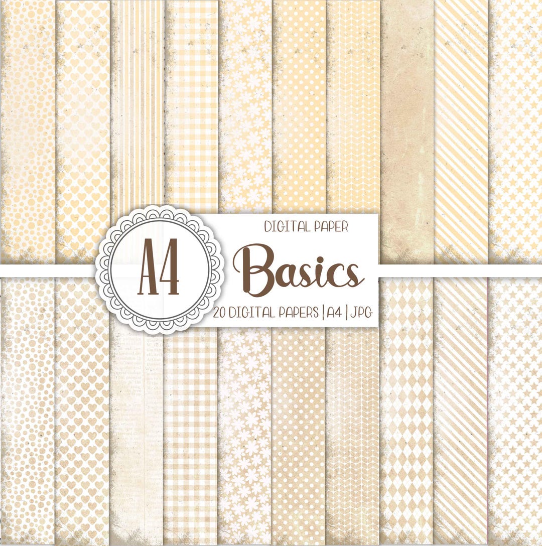 A4 Basic Digital Paper Pack, Boho Beige Distress, Instant Download ...