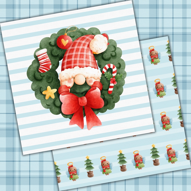 Christmas Digital Paper Printable Gnomes Christmas Sweets - Etsy