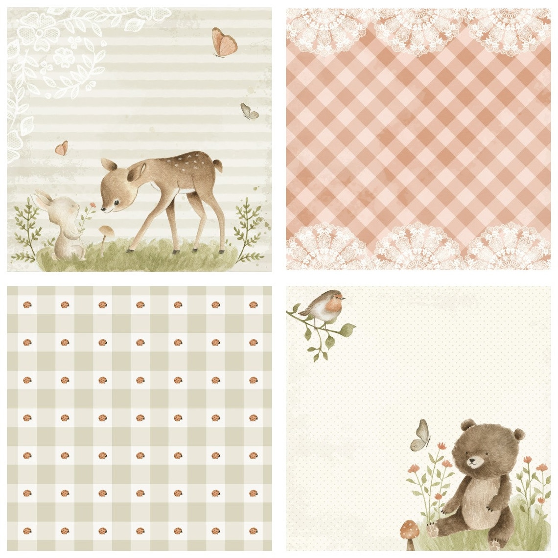 Woodland Digital Paper, Nursery Background, Printable, Instant Download ...