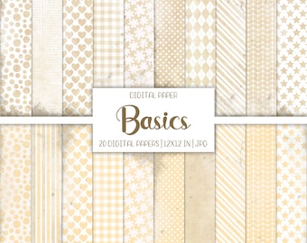 Basic Digital Paper Pack, Boho Beige Distress, Instant Download, Yellow ...