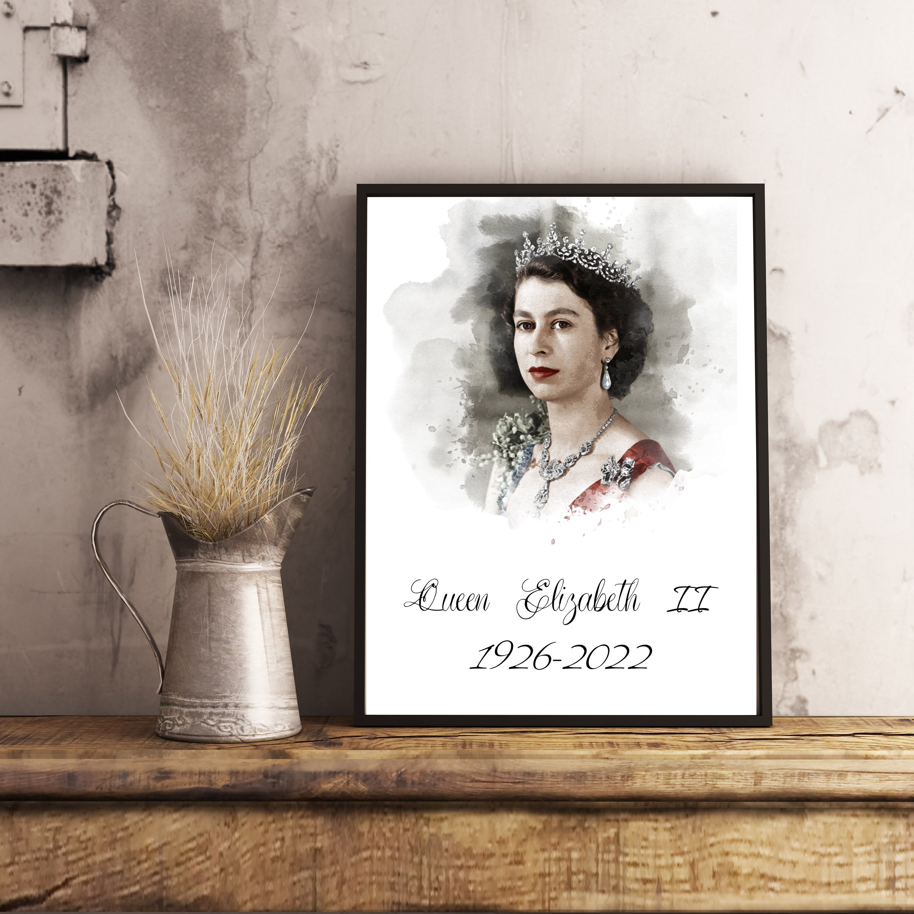 Digital Queen Elizabeth Poster, RIP, Queen Elizabeth II Memorial Poster