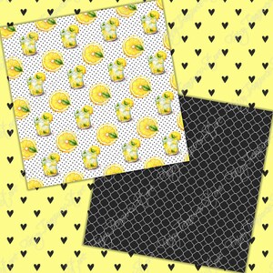 Lemon Digital Paper Pack, Lemonade Pattern, Black and Yellow, Summer ...
