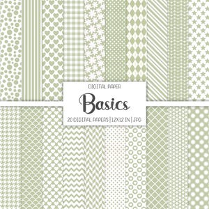 Basic Digital Paper Pack, Boho Green Background, Instant Download ...