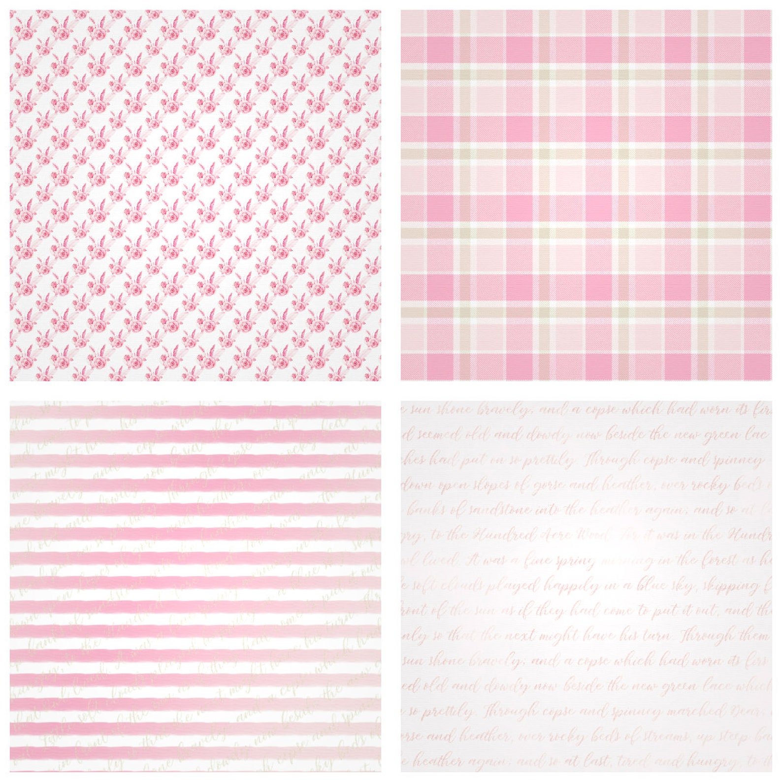 Pastel Pink Digital Paper Pack 12x12, Princess Swan Scrapbook Set ...