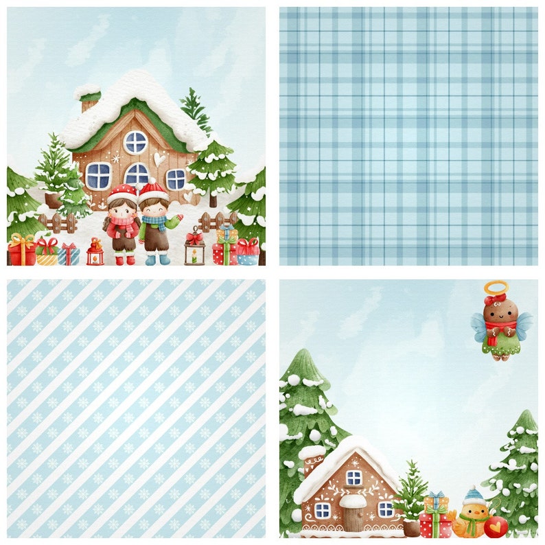 Christmas Digital Paper Printable Gnomes Christmas Sweets - Etsy