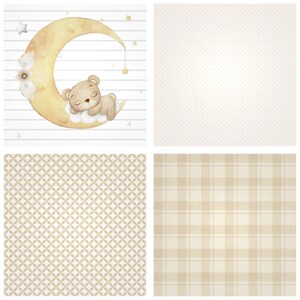 Boho Baby Teddy Bear Digital Scrapbooking Paper Pack, Boy Girl Album ...