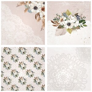 Boho Flower Digital Paper Pack, Blush Floral Pattern, Scrapbooking ...