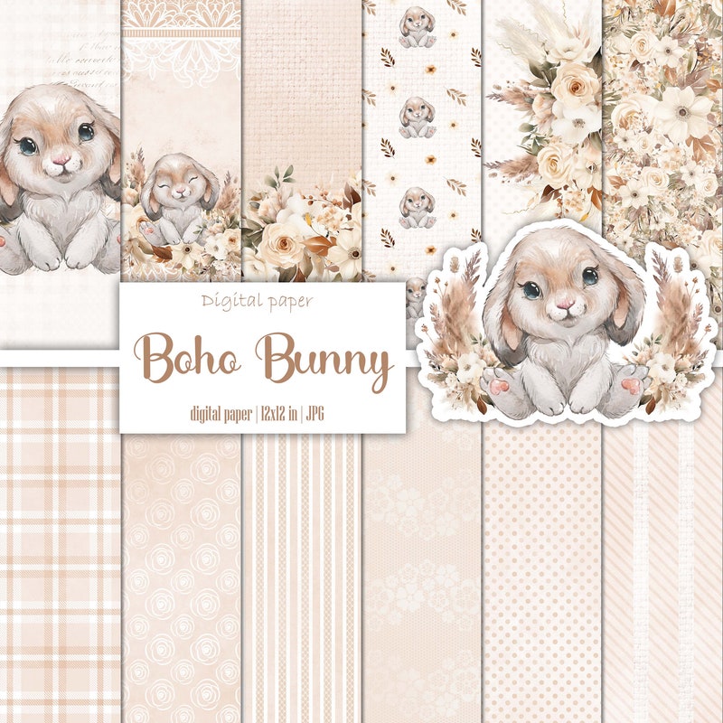 Bunny Digital Papers - Etsy