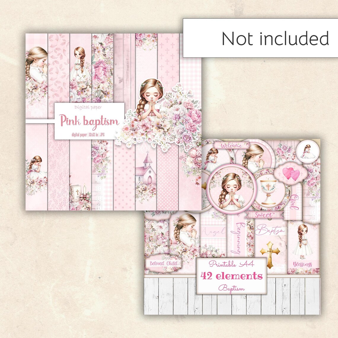 Boy Blue Christening Printable Ephemera Kit, Digital Junk Journal ...