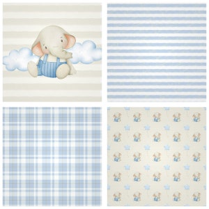 Blue Baby Boy Elephant Digital Paper Pack, Newborn Cute Beige Scrapbook ...