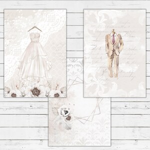 A4 Wedding Lace Digital Paper, Neutral Boho Background, Watercolor ...