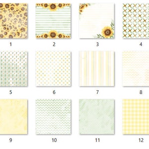 Sunflower Digital Paper Pack, Spring Pattern, Scrapbook Printable Paper ...
