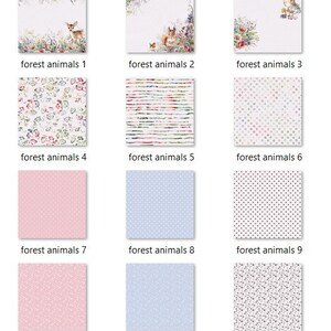 Baby Cute Forest Animals Digital Paper Pack, Wild Flowers Printable ...
