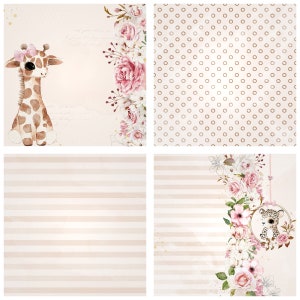 Jungle Girl Digital Paper, Safari Nursery Printables, Pink Baby Girl ...