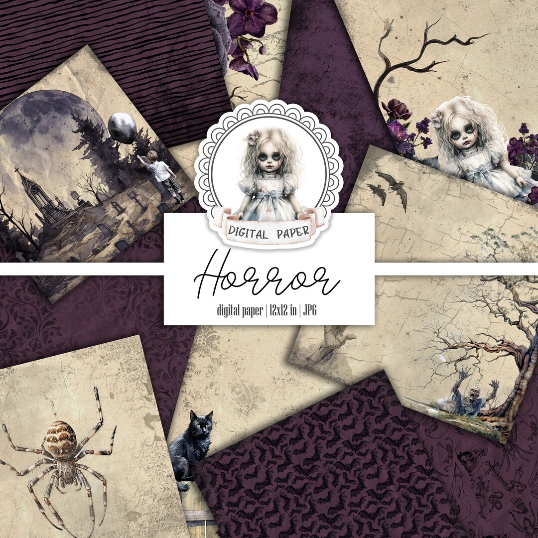 Vintage Halloween Digital Paper Pack Horror Printable - Etsy