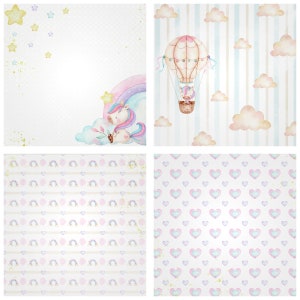 Unicorn Digital Paper, Pastel Rainbow Seamless Pattern, Baby, Newborn ...