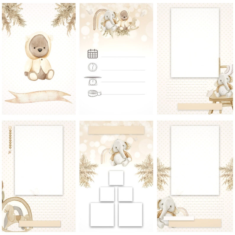 Digital Baby Memory Book Without Text Boho Bear Photo Album - Etsy