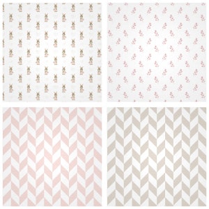 Baby Girl Digital Paper, Little Rabbit, Pink and Beige, Simple ...