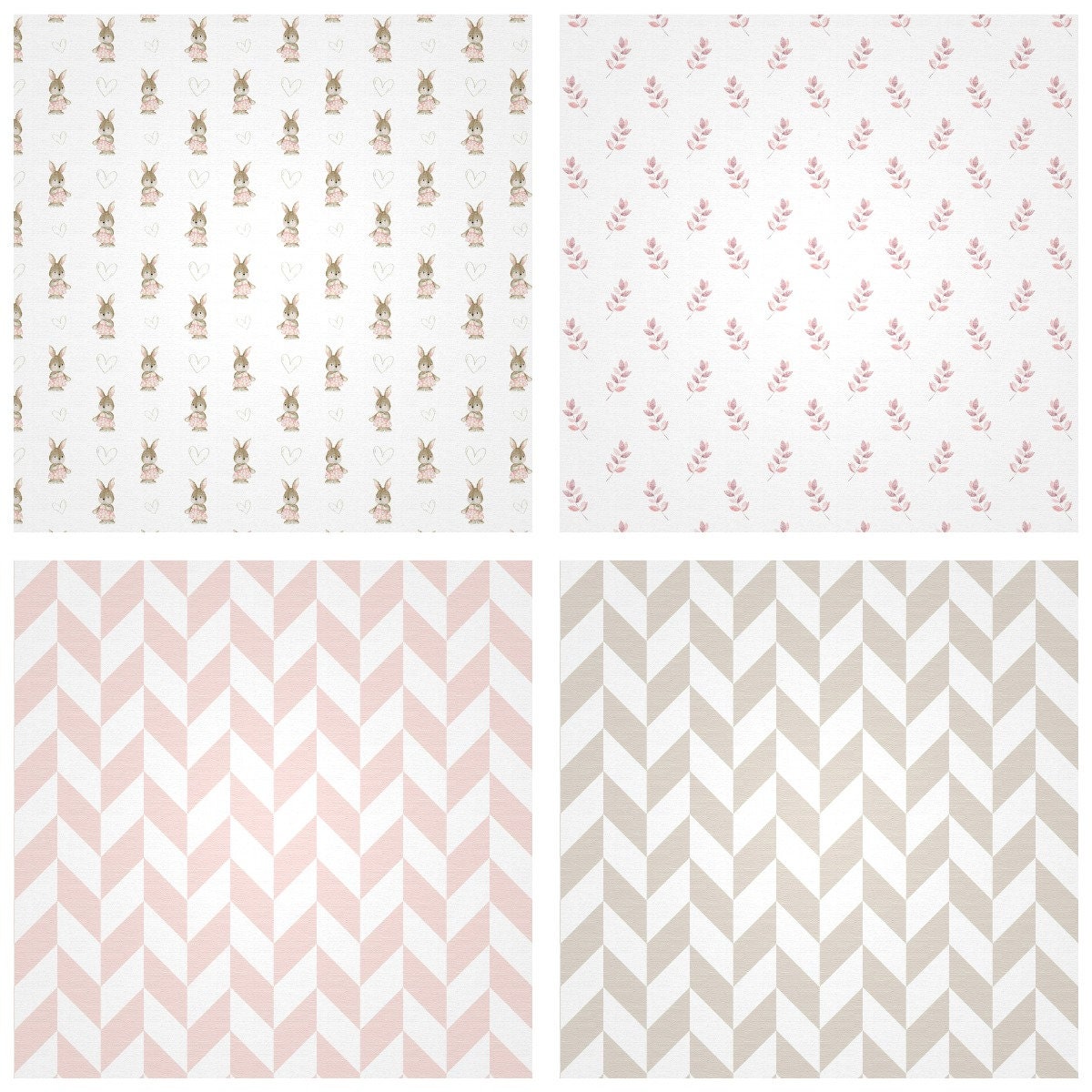 Baby Girl Digital Paper Little Rabbit Pink and Beige Simple - Etsy