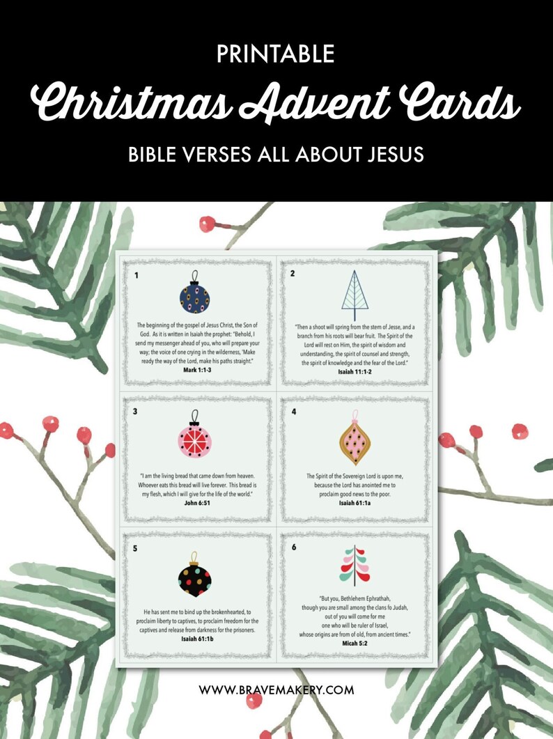 Christmas Advent Bible Verse Cards Printable Christmas - Etsy