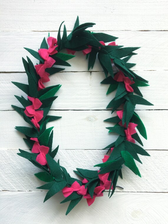 Hot Pink Felt Lei Hawaiian Lei for Kids Leaf Lei Tropical | Etsy