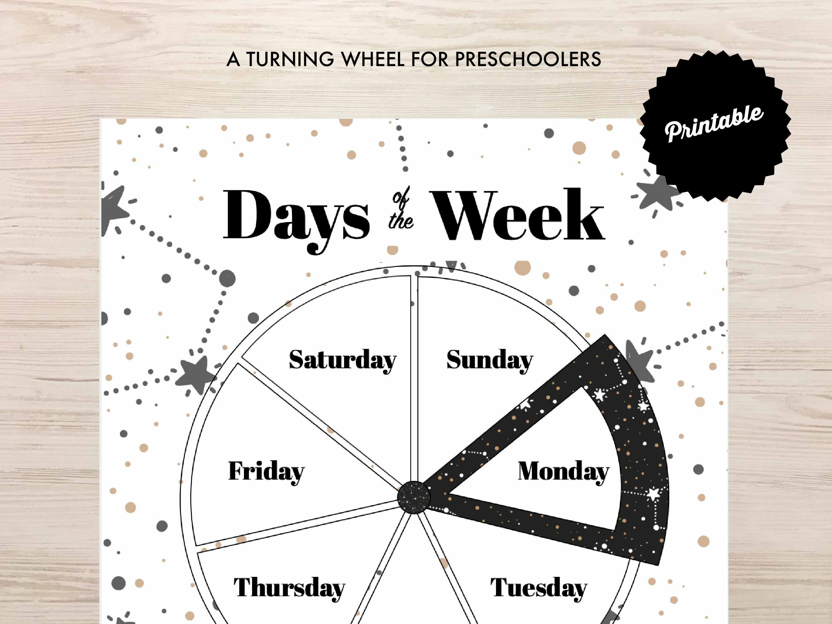 Days of the Week Wheel Printable - Etsy Singapore