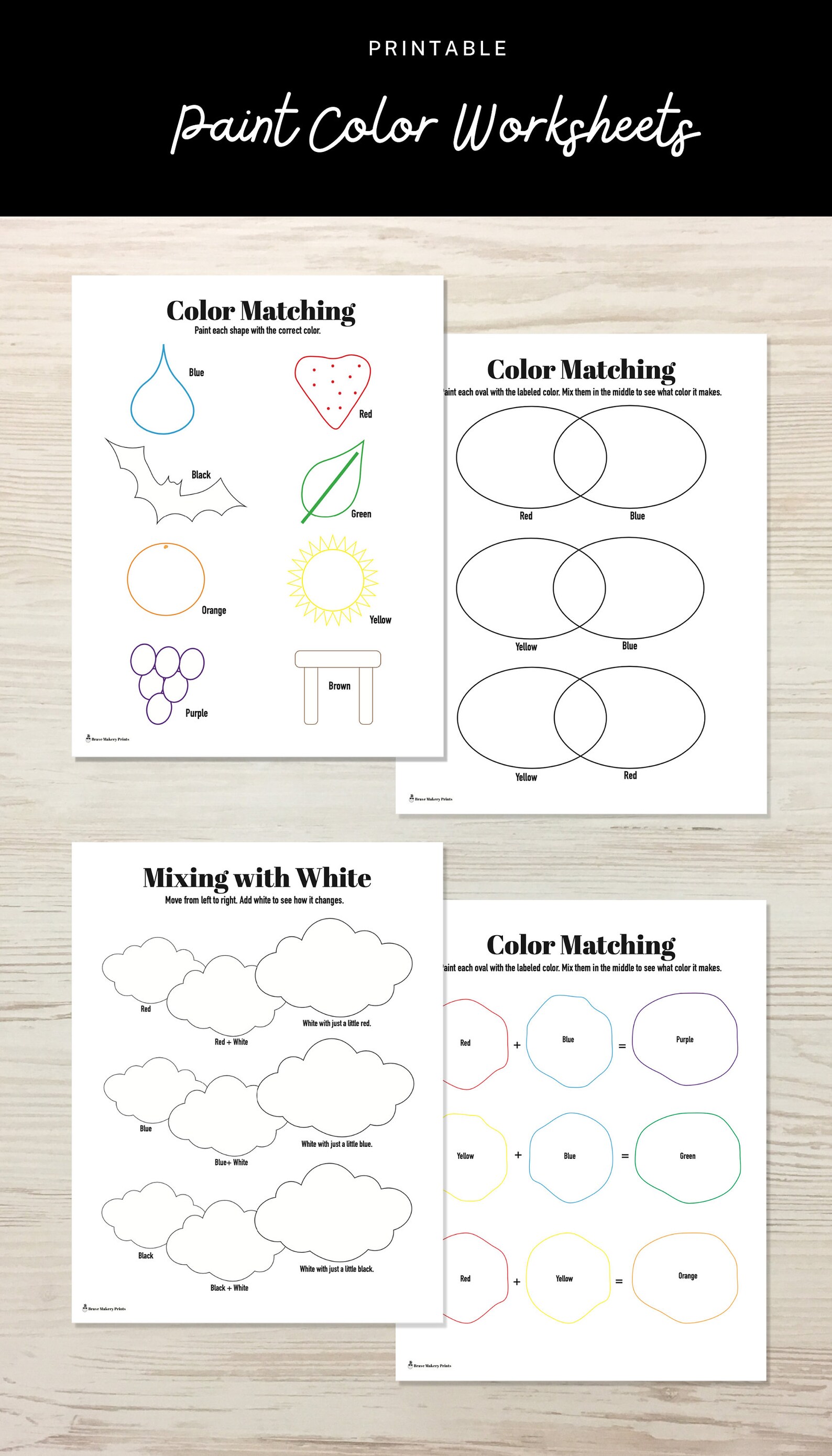 Preschool Painting Worksheet Paint Color Practice Color - Etsy