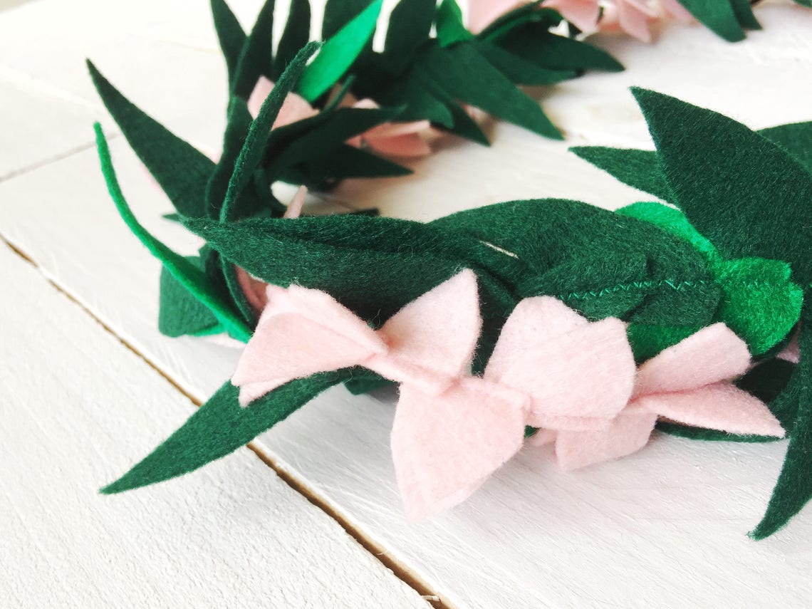 Pale Pink Felt Lei Flower Lei for Kids Lei for Women - Etsy