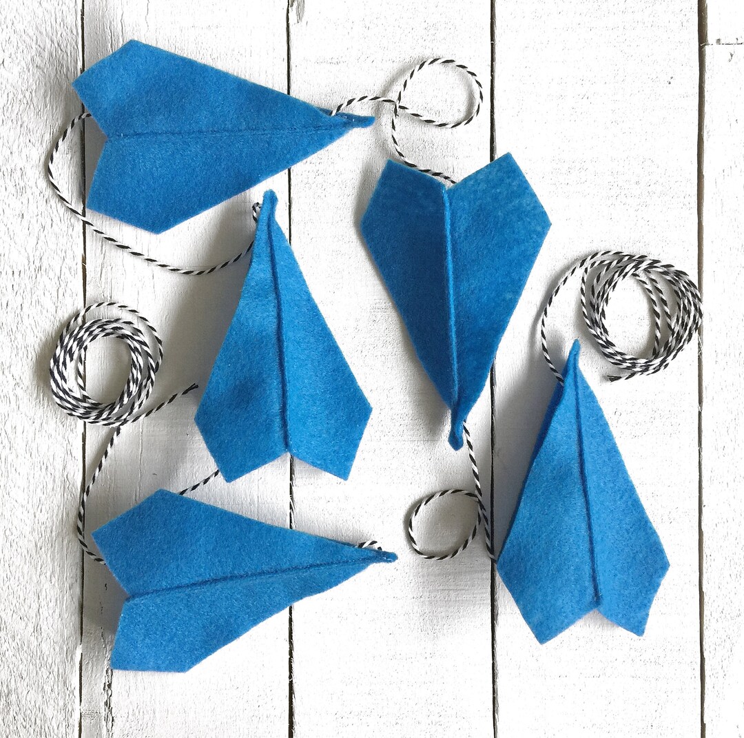 Royal Blue Felt Paper Airplane Garland | Airplane Party Decor | Garland ...