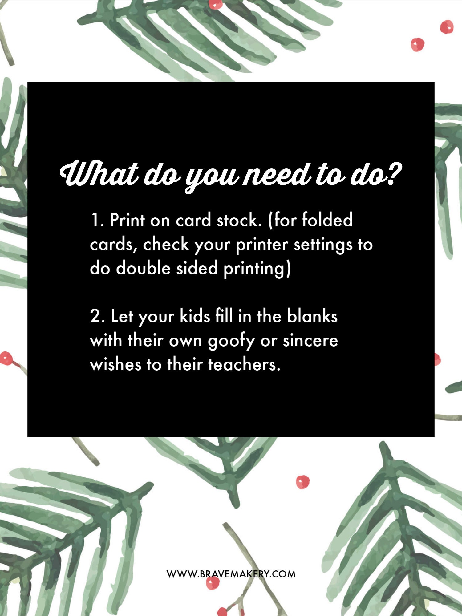 Christmas Card for Teachers Printable, Teacher Christmas Card ...