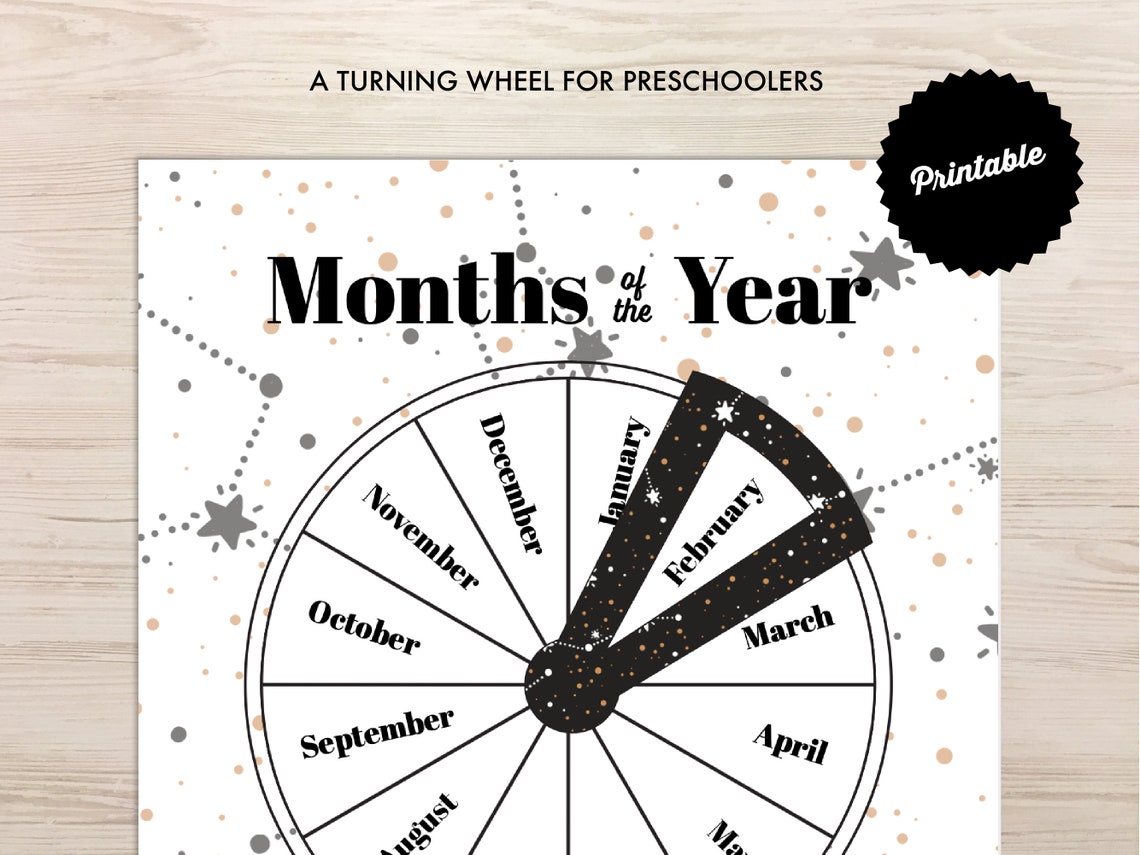 Months of the Year Wheel Printable Instant Download Preschool Learning ...