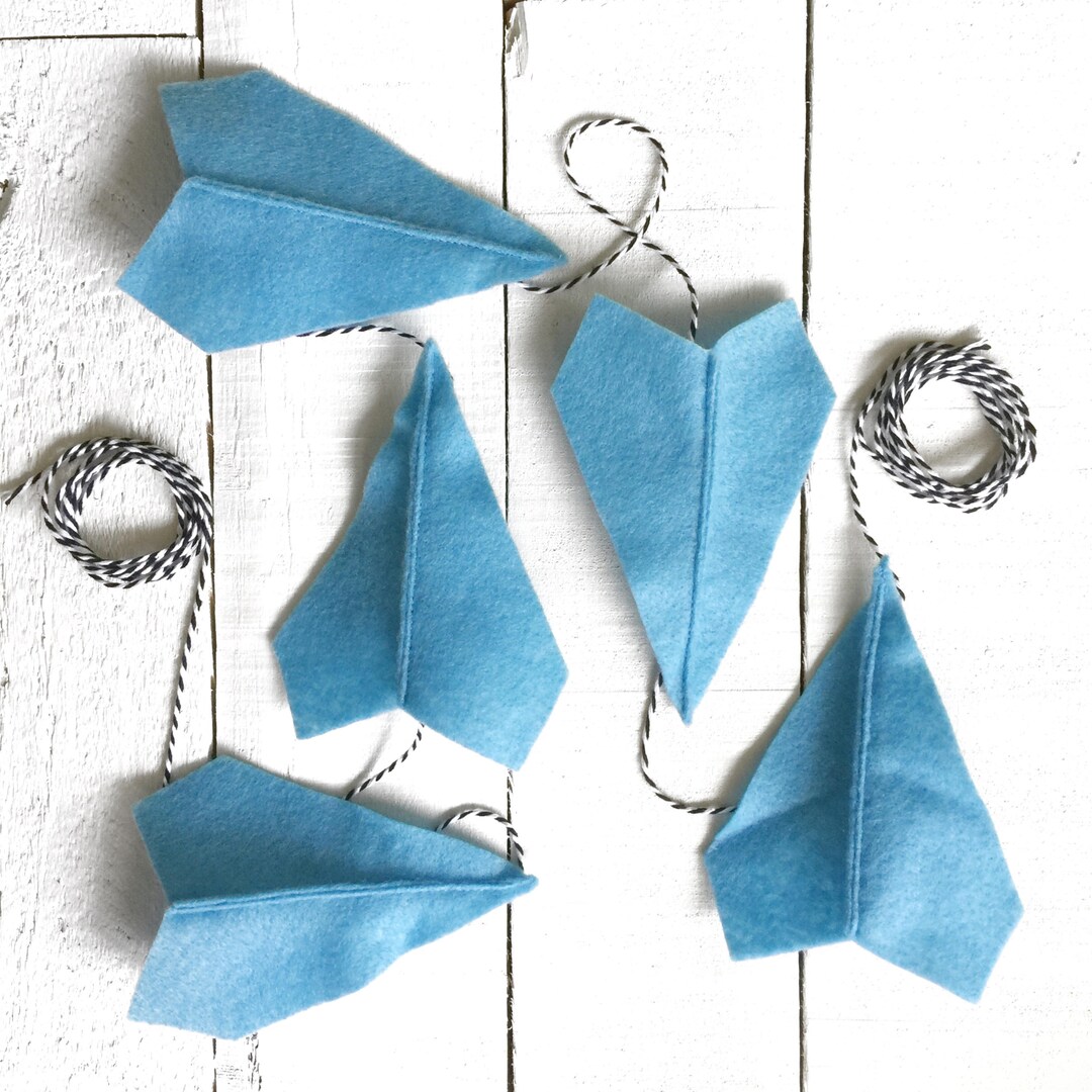 Sky Blue Felt Paper Airplane Garland Airplane Party Decor Garland for ...