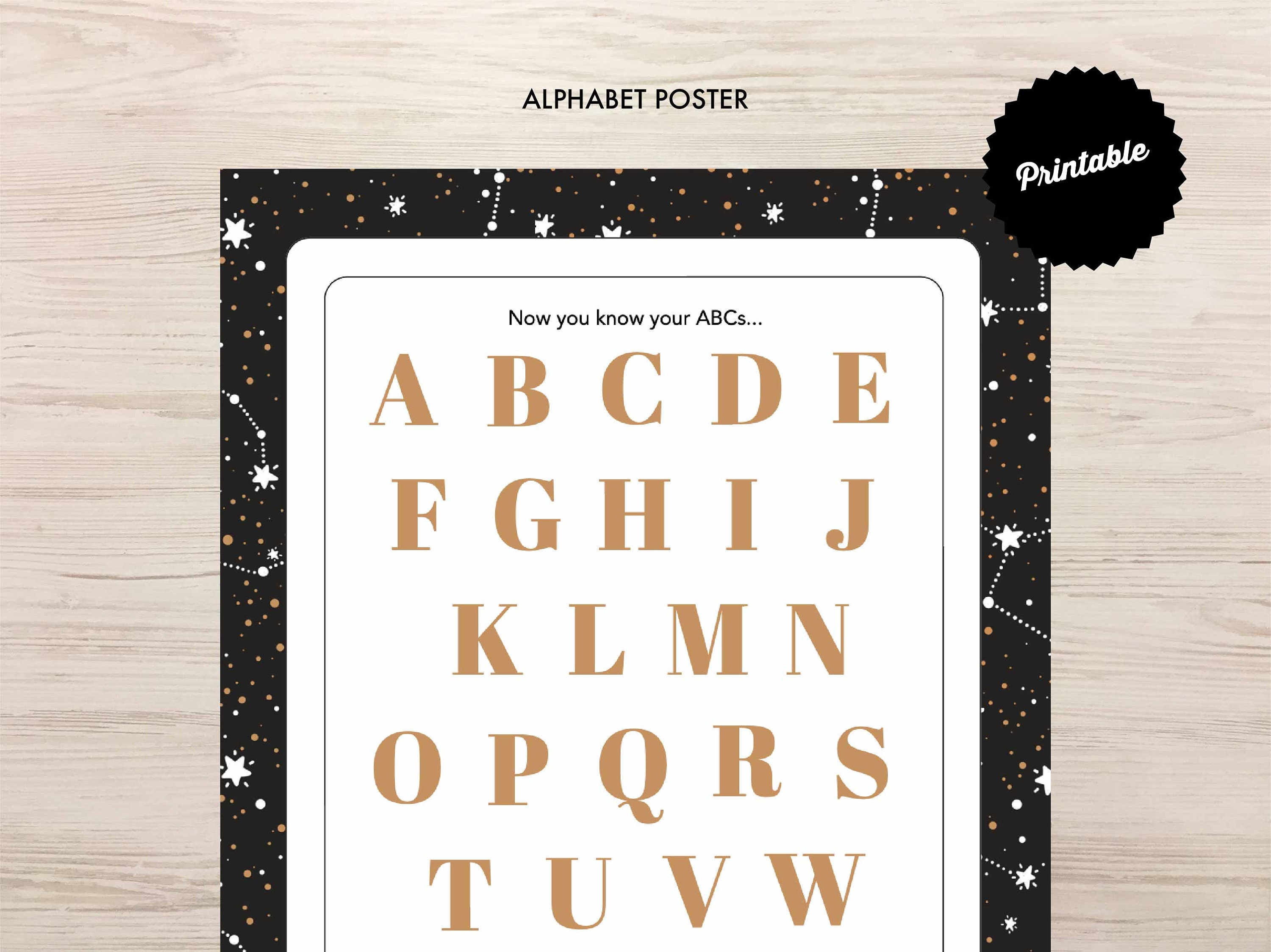Alphabet Poster Printable ABC Poster Learning the Alphabet - Etsy