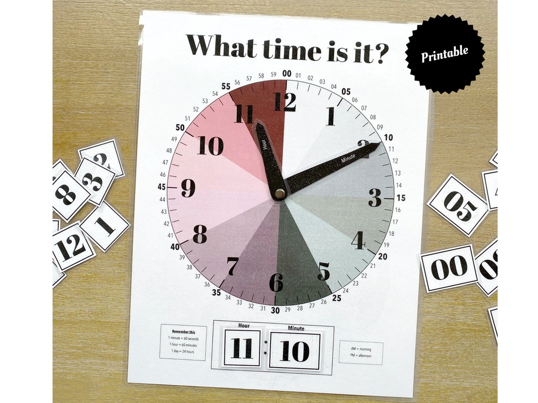 Telling Time, What Time is It Printable Clock, Digital Download ...