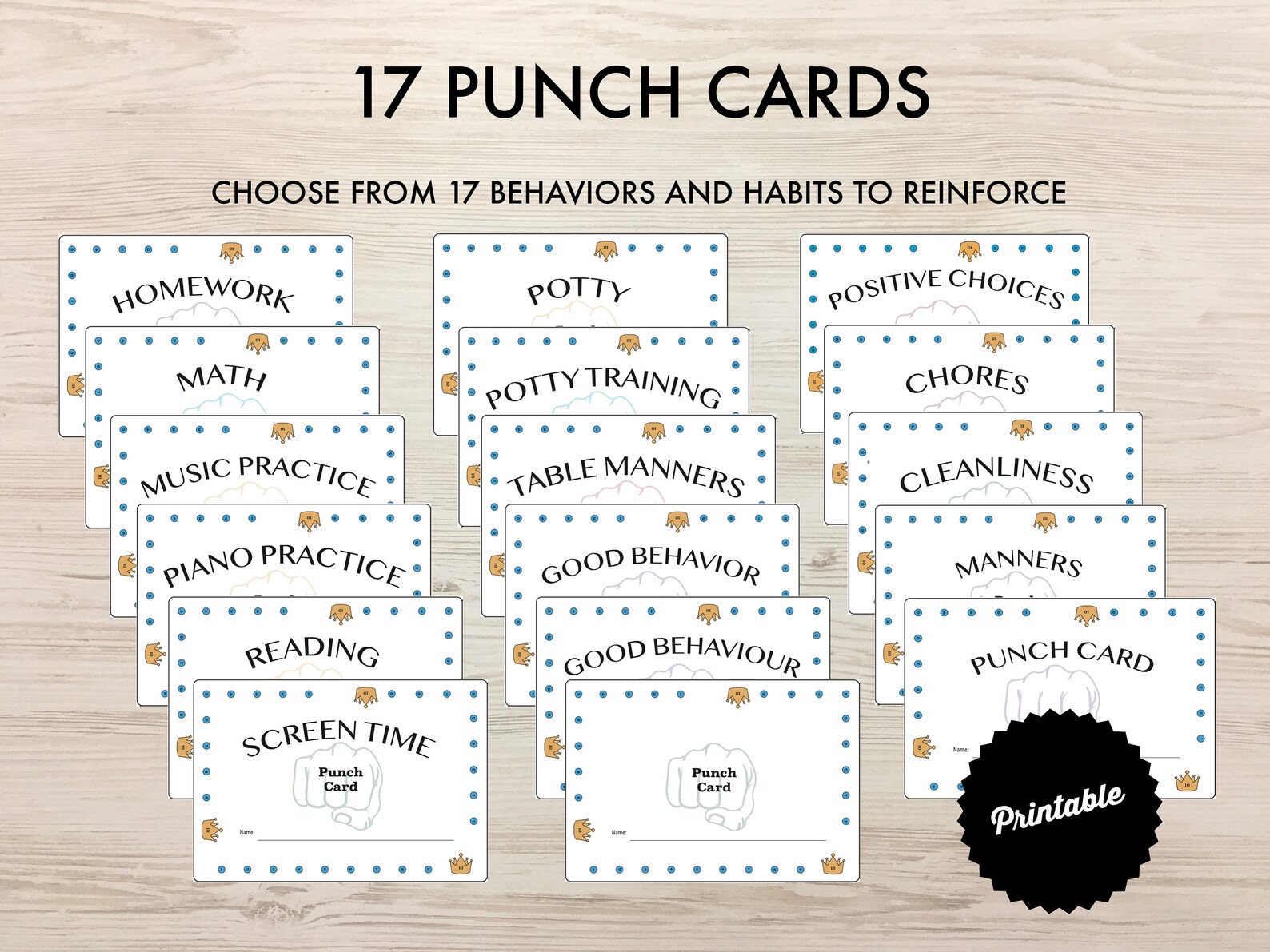 Punch Card Reward System Positive Parenting - Etsy