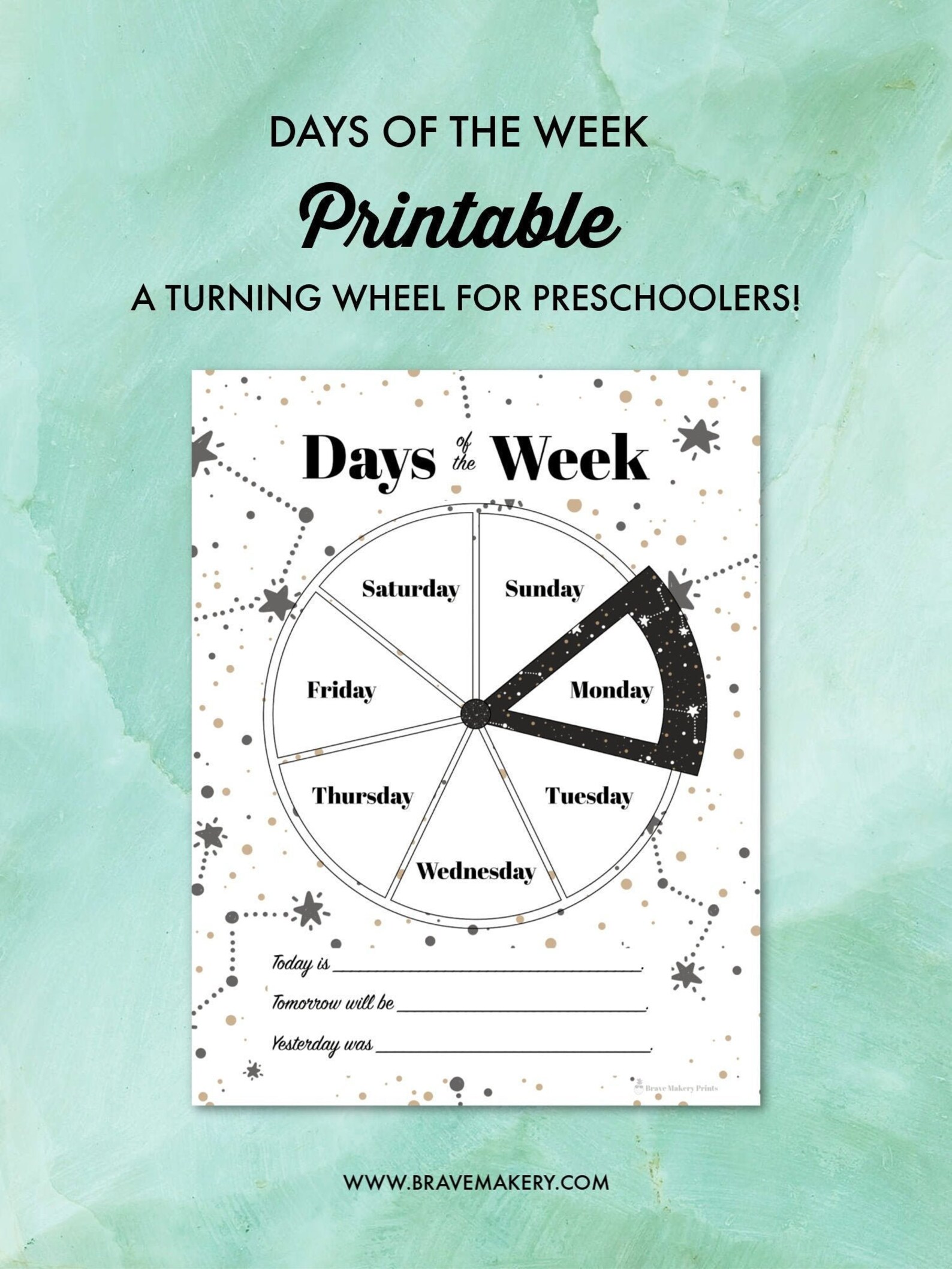Days of the Week Wheel Printable - Etsy
