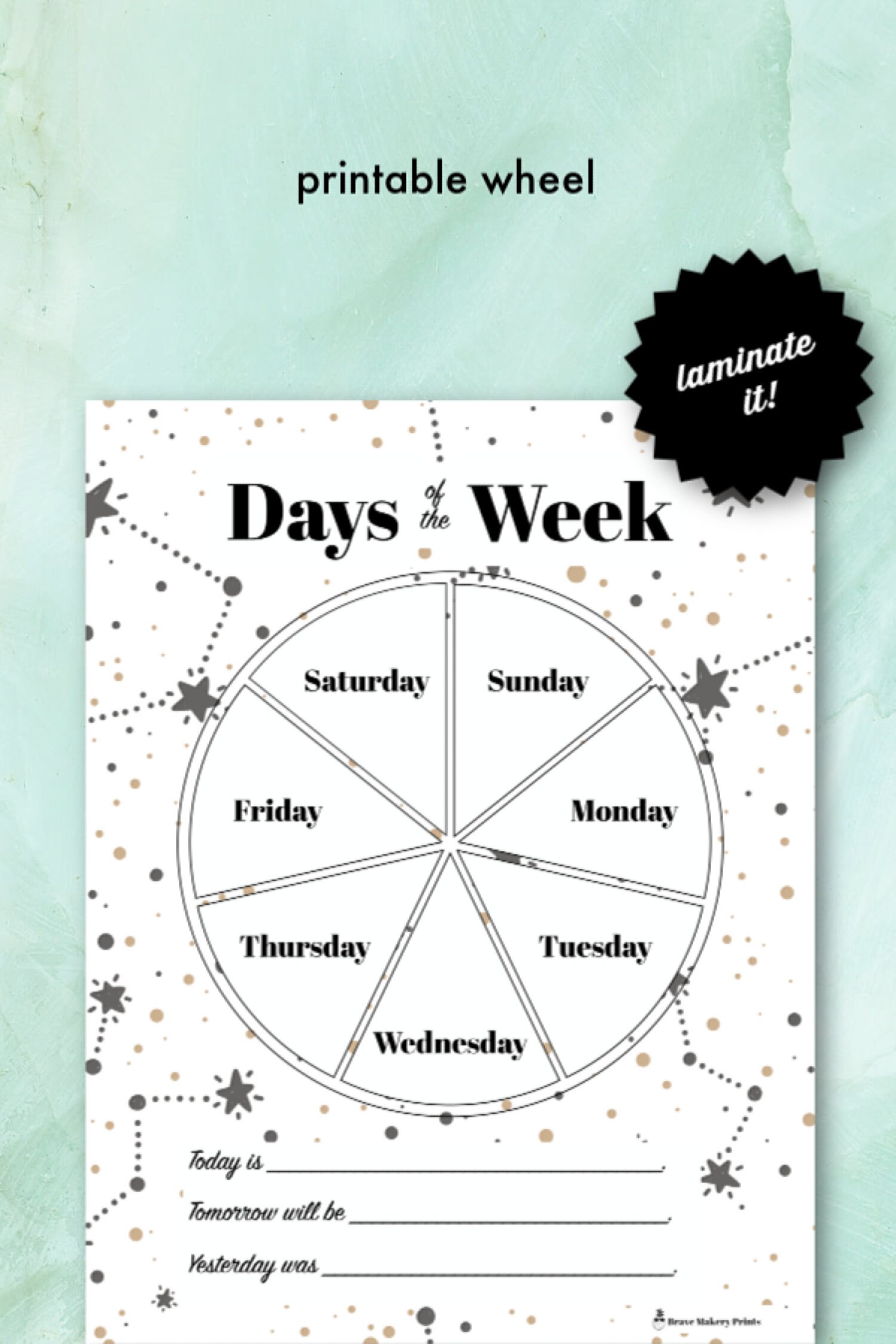 Days of the Week Wheel Printable - Etsy