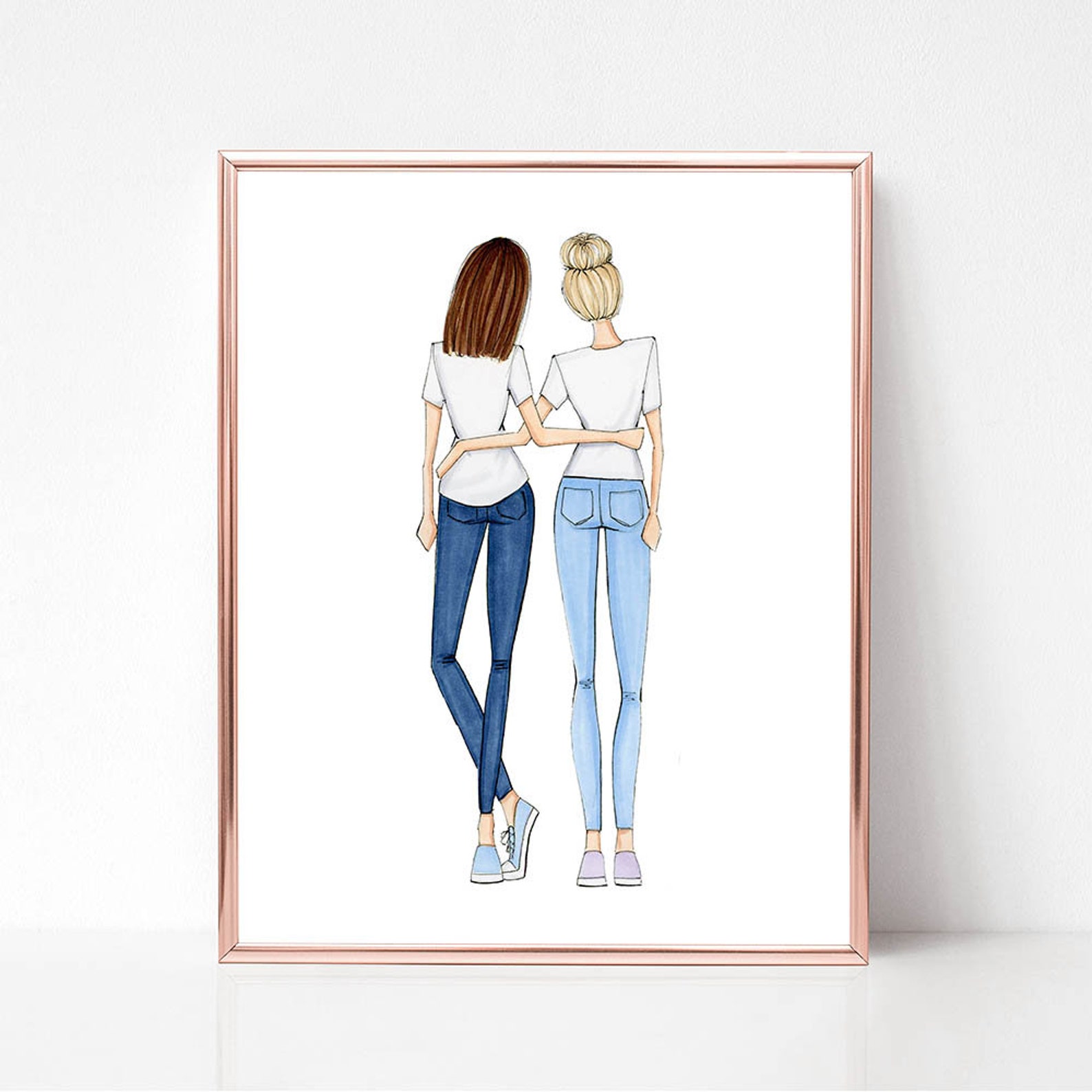 Tshirts and Denim Duo Mix and Match Hair Color Fashion - Etsy