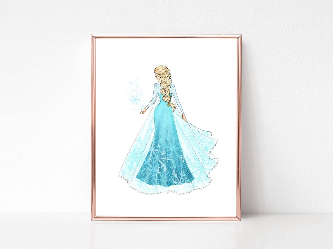 Princess Inspired (art Print) Frozen Ice Queen, Fashion Illustration ...