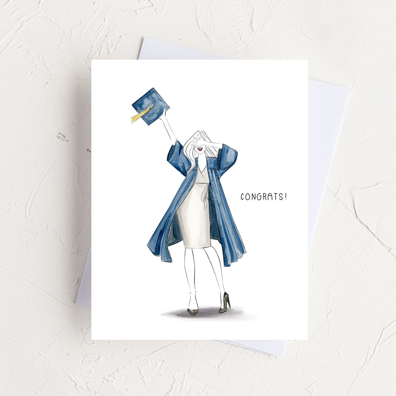 Congratulations Grad Card Girl Graduation Greeting Card - Etsy