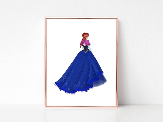 Princess Inspired art Print Anna Fashion Illustration Print - Etsy