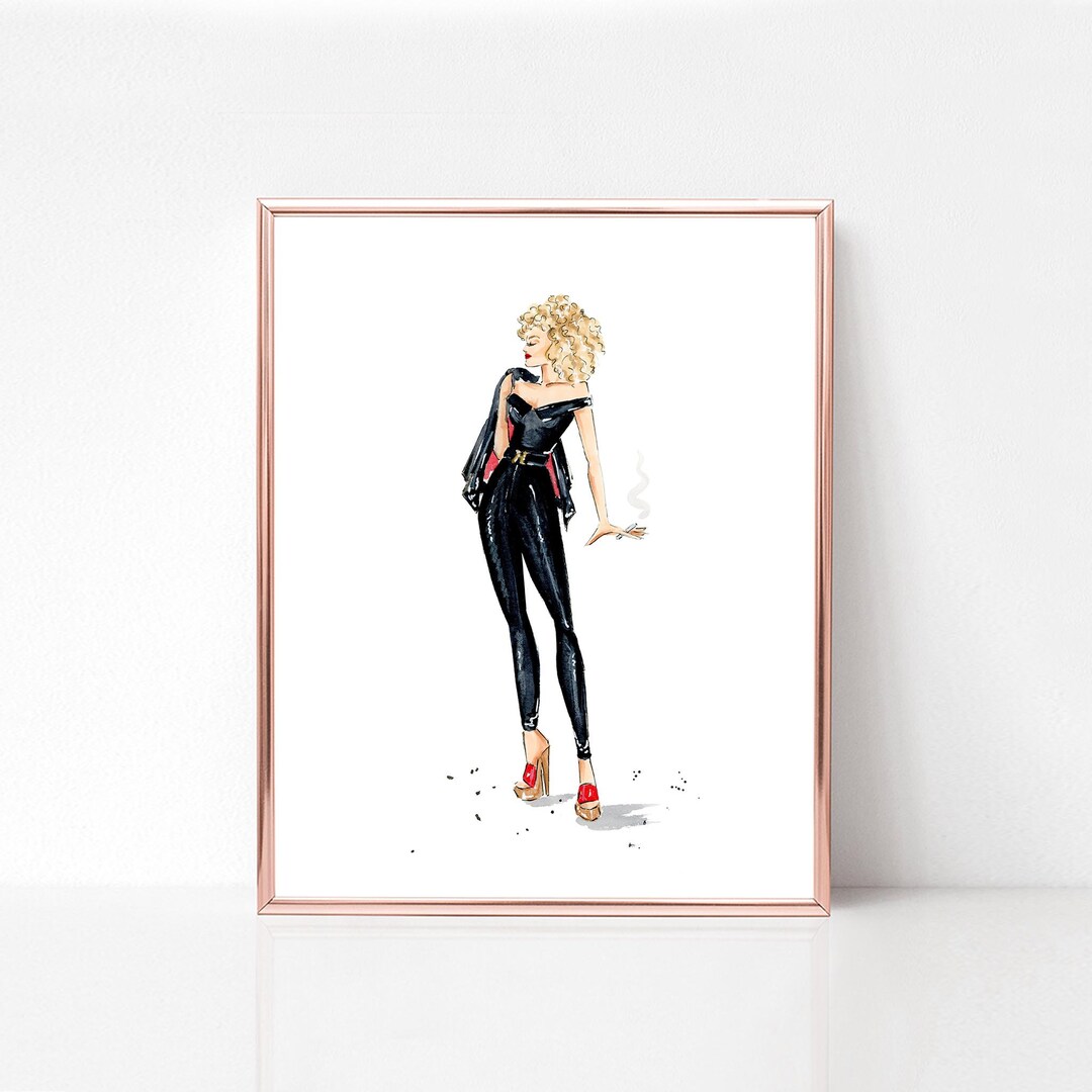 Sandy Grease art Print Fashion Illustration Print We Go - Etsy